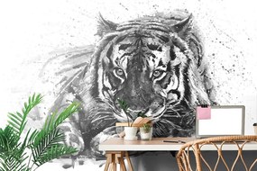 Samolepící tapeta černobílý predátor zvířat - 225x150 cm