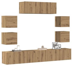 Sada 7 kusů nástěnné TV skříňka dub artisan kompozitní dřevo 3329016