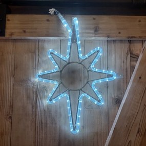 Easy Fix 2D LED světelná hvězda X., 67 × 100 cm, ledově bílá, závěsná, hliník