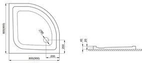 Polimat Čtvrtkruhová akrylátová sprchová vanička Pako 80x80 (90x90) Barva: Bílá, Rozměry (cm): 90x90