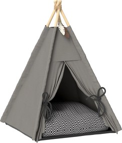 PawHut teepee stan pro domácí mazlíčky, stan pro kočky s odnímatelným a pratelným polštářem, domeček pro kočky s protiskluzovou podlahou, míček na hr…