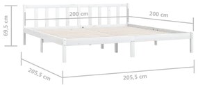 Rám postele bílý masivní borové dřevo 200 x 200 cm - Default Title