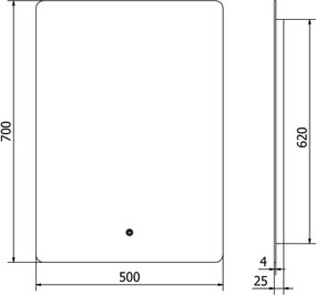 Mexen Sun podsvícené koupelnové zrcadlo 50 x 70 cm, LED 6000K, anti-para - 9807-050-070-611-00
