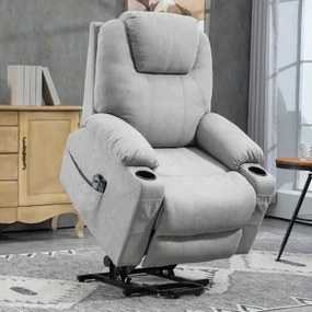 HOMCOM polohovací lehátko elektrické polohovací křeslo funkce vyhřívání 1 motor masážní funkce jádro z pružinových kapes světle šedá