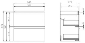 Cersanit S801-227-DSM - Závěsná koupelnová skříňka s umyvadlem MODUO SLIM bílá