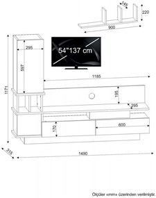 Obývací stěna Como 149 cm bílá/hnědá