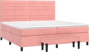 Box spring postel s matrací růžová 200x200 cm samet 3137928
