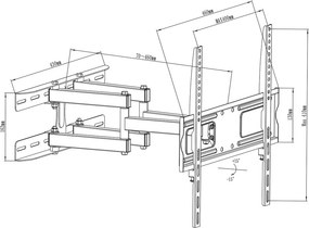 CABLETECH LPA52-09446 UCH0217 Nástěnný nastavitelný držák TV 26"- 55"