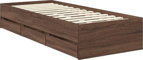 Rám postele se zásuvkou Hnědý dub 75 x 190 cm Inženýrské dřevo 3411172