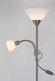Rabalux Chromová stojací lampa Action s bílými stínidly pro žárovky E27+E14 4064