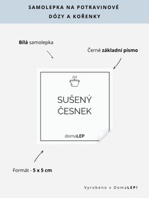 Samolepka na kořenky SUŠENÝ ČESNEK bílá 5 × 5 cm základní písmo