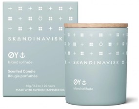 SKANDINAVISK Vonná svíčka ØY (ostrov) 65 g, modrá barva, sklo, dřevo, vosk