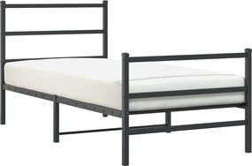 vidaXL Kovový rám postele s hlavovým a nožním čelem 90 x 200 cm [355376] Barva: Černá