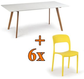 B2B Partner Jídelní stůl 180x90 + 6x plastová židle REFRESCO žlutá