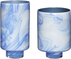 Vázy Hübsch skleněné bílo-modré 2 ks