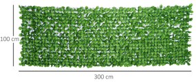 Outsunny živý plot Umělý živý plot 300x100 cm, světle zelený, ideální pro výzdobu balkonů a stěn, odolný proti UV záření a snadná údržba | Aosom.de