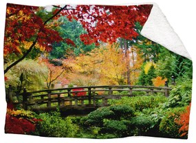 IMPAR Fleecová deka Podzimní park 150x120 cm (Rozměr : 200 x 140 cm, Podšití beránkem: ANO)