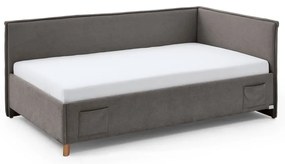 Šedá čalouněná rohová dětská postel s úložným prostorem s roštem 120x200 cm Fun - II. jakost – Meise Möbel