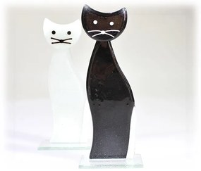 BDK-GLASS Skleněná dekorativní kočka stojící - černá