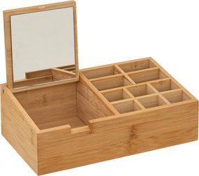 Organizér na kosmetiku se zrcadlem, bambusový, 24 x 14 cm