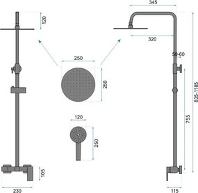 Rea Roger - sprchový set s dolním výtokem, zlatá, REA-P0692