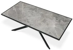 Autronic Konferenční stůl Stůl konferenční, deska slinutá keramika 120x60, šedý mramor, nohy černý kov (AHG-288 GREY)