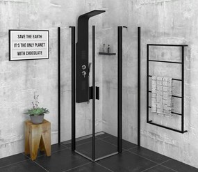 Polysan Polysan, ZOOM BLACK čtvercová sprchová zástěna 700x700mm, rohový vstup, ZL4715BL-02