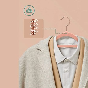 Sametová ramínka 30dílná, protiskluzové háčky na oblečení v barvě rose gold