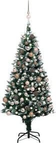 vidaXL Umělý vánoční stromek LED osvětlení sada koulí a šišky 150 cm [3077616] Barva: Růže