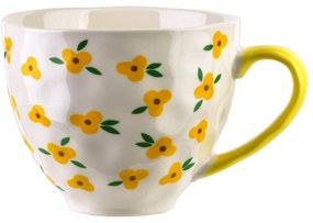Porcelánový hrnek FLORELLA 400 ml bílý/žlutý