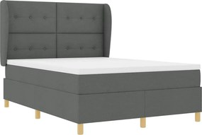 Postel s boxspringem s čelo Tmavě šedá 190 x 140 cm textil 3340747