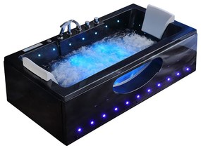 BPS-koupelny Hydromasážní vana HYD-IR933C-BL 170x84 ČERNÝ MRAMOR s ohřevem vody
