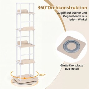 Costway Otočná knihovna 360° s 5 policemi, dubový vzhled