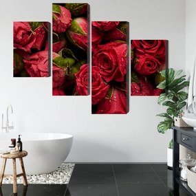 Vícedílný obraz Růže S Kapkami Vody Nedostatek Nedostatek Přírodní plátno 80x50