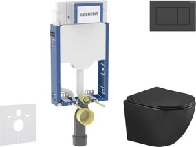 Geberit Kombifix - Set předstěnové instalace, klozetu Oudee a sedátka softclose, tlačítko Sigma20, matná černá/černá SANI15CA5503