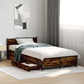 Rám postele se zásuvkami kouřový dub 75x190 cm kompozitní dřevo 3279974