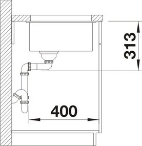 Blanco Subline 320-U, silgranitový dřez pod pracovní desku 350x460x190 mm, 1-komorový, šedá vulkán, BLA-527343