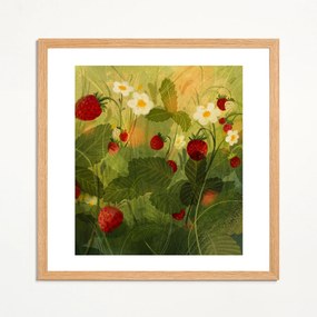 Eliška Straková | Lesní jahody Rám: Bílý, Velikost: 40 x 40 cm