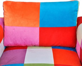 Krychlové křeslo, chromované nohy, patchwork, textilní 240895