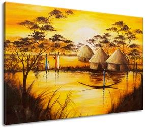 Gario Ručně malovaný obraz Africká vesnice Rozměry: 70 x 100 cm