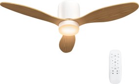 Stropní ventilátor s nastavitelným světlem a dálkovým ovládáním 115 cm, 3 barvy, 3 lopatky, 6 rychlostí, časovač, příroda