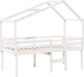 Patrová postel se střechou bílá 90 x 200 cm masivní borovice 3282053