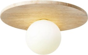 Béžové kamenné stropní svítidlo se skleněným stínidlem ø 12 cm Hilde – Opviq lights