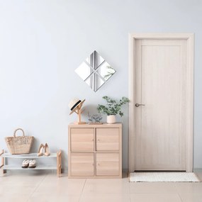 Sada 4 ks zrcadel LEVI Squar 20 cm stříbrná