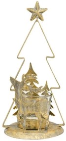 Kovový zlatý svícen Strom "Teal" na čajovou svíci - 21 x 10 x 9,5 cm