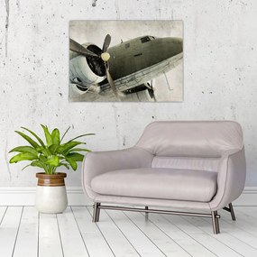 Skleněný obraz - Staré vrtulové letadlo (70x50 cm)