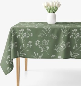 Goldea hranatý ubrus 100% bavlněné plátno - bylinkové lístky 100 x 100 cm