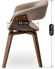 Jídelní židle Pezo Velvet, béžová / ořech