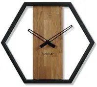 Flexistyle z231 - 50 cm velké nástěnné hodiny s kovovým rámem a dřevem z přírodního dubu