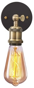 Toolight - nástěnná kovová lampa E27 60W Loft APP618-1W, retro zlatá-černá, OSW-03797